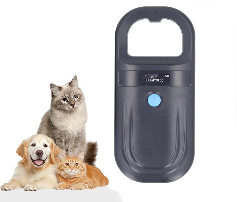 Pet Microchip Scanner, ISO11784/85/FDX-B/EMID Animal Handheld Reader,134.2kHz Pet ID Scanner Rechargeable Animal Chip Registration, for Dog/Pet/Cat/Pig/Animal. (Black)