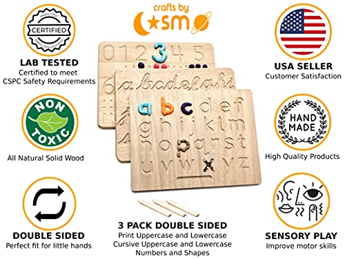 Montessori Pre Writing | Numbers | Print | Cursive | Alphabet Tracing Board with Wooden Pen