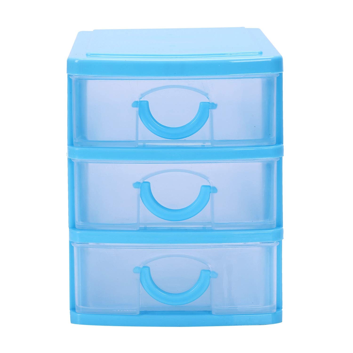 TAMOSH translucent Drawer type plastic Storage Box(Blue 3 Layers)