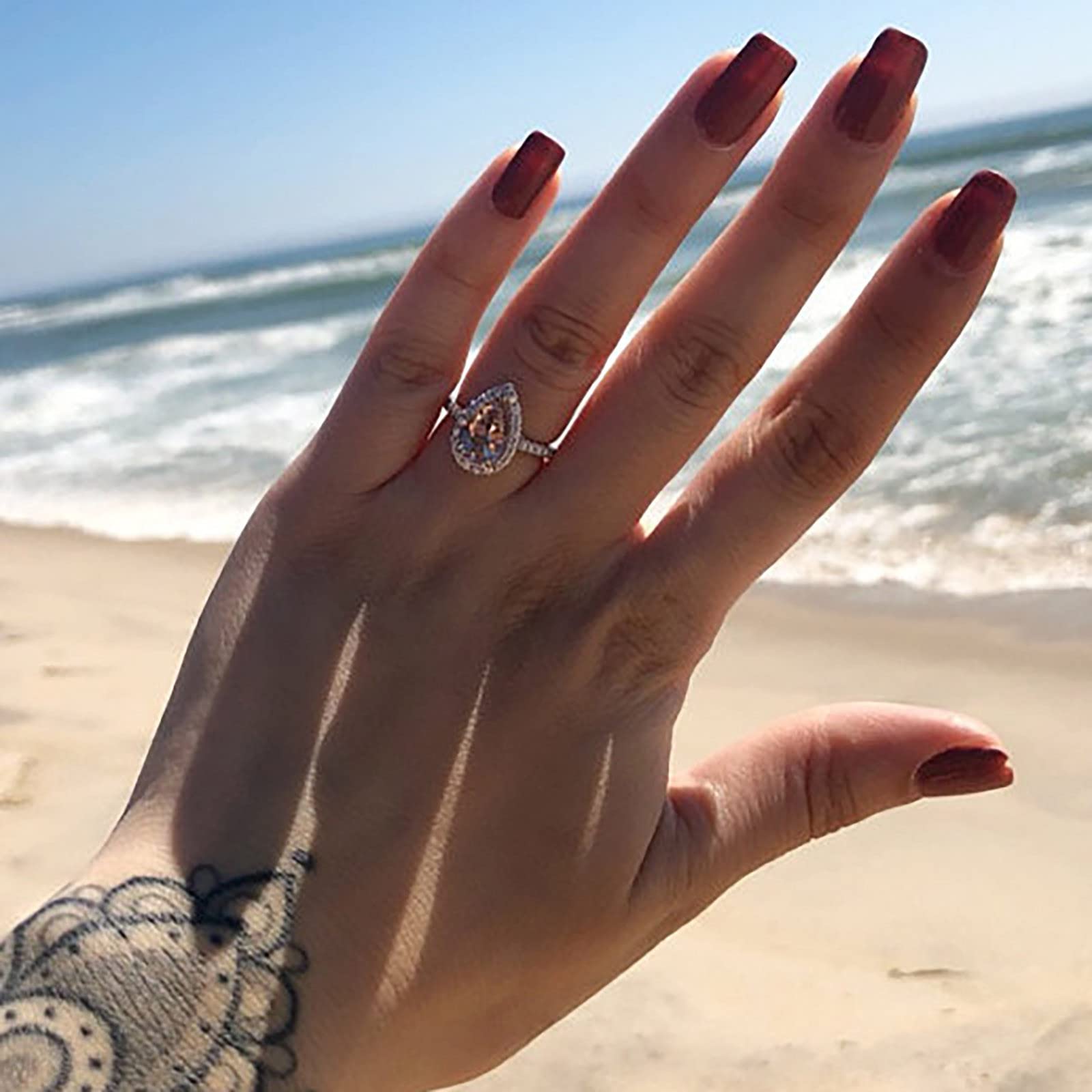 Luxury Round Cut Zircons Ring for Women Full Diamond Dazzling Ring Engagement Wedding Rings Jewelry