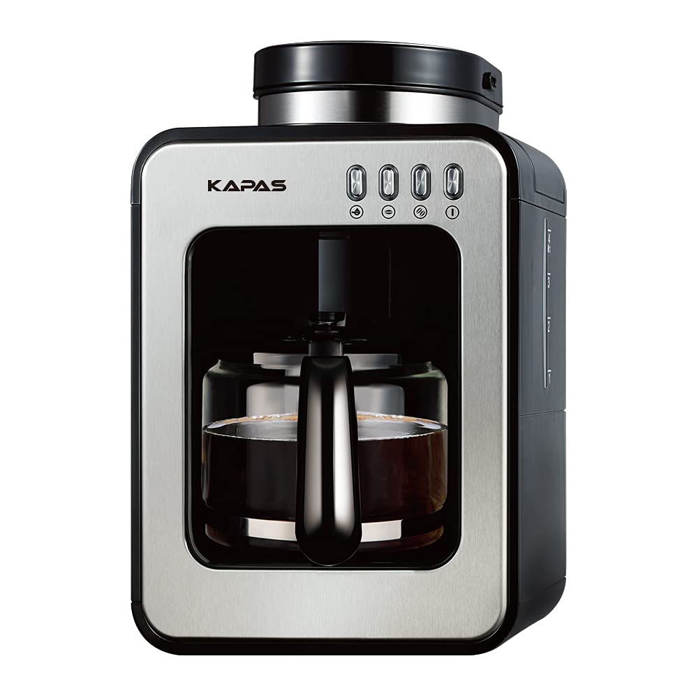 KAPAS Mini Automatic Coffee Machine With Grinding Function, Programmable Timer Mode and Keep Warm Plate, 0.6L Capacity, 600W