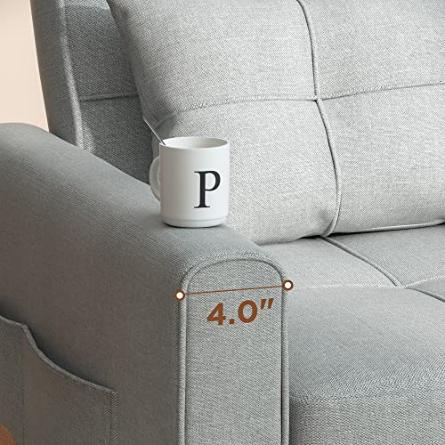 Noelse 34 Inch Sleeper Sofa Chair, 3-in-1 Convertible Sofa Chair Pull Out Chair Bed with Adjustable Backrest, Single Armchair for Living Room Apartment (Light Grey)