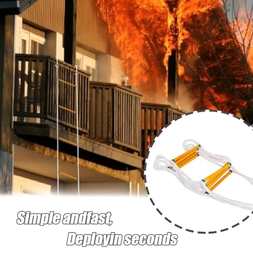 Rope Ladder, Emergency Fire Escape Ladder Flame Resistant Safety Rope Ladder with Hooks,Fast to Deploy Sturdy and Strong Portable and Reusable(16F/5M)