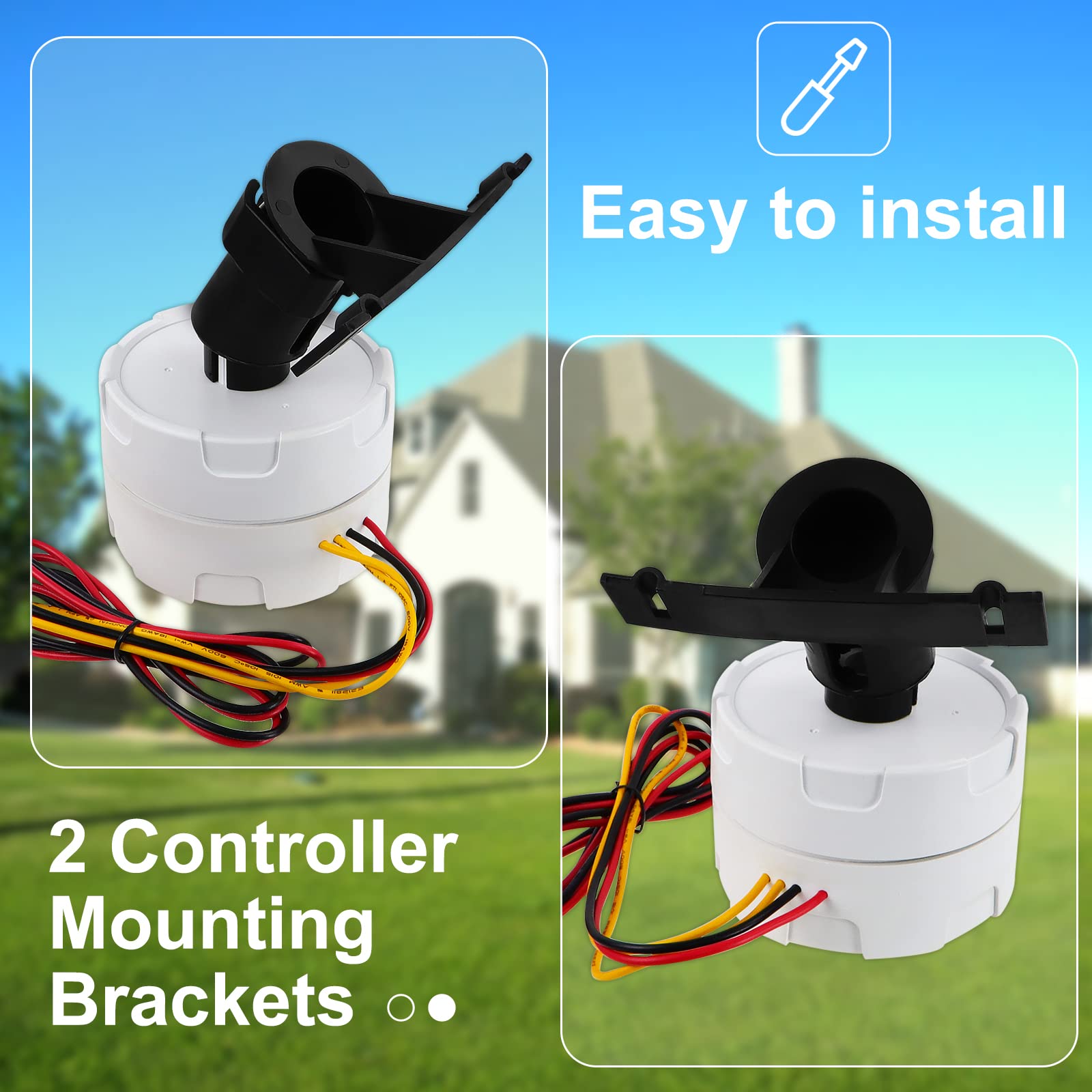 Node-100 Industries Sprinkler Battery Controller with Solenoid, Supports Rain Sensor, Seasonal Adjustment, Automatic/ Manual with Fixed Bracket and Operating Instructions