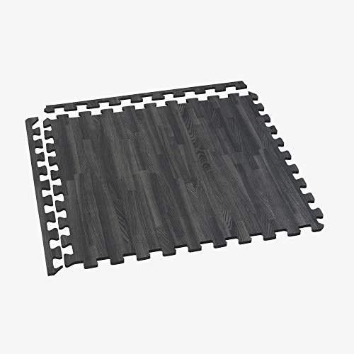 Forest Floor 3/8 Inch Thick Printed Foam Tiles, Premium Wood Grain Interlocking Foam Floor Mats, Anti-Fatigue Flooring β Stylish Flooring Solution, Carbon, 100 Sq Ft
