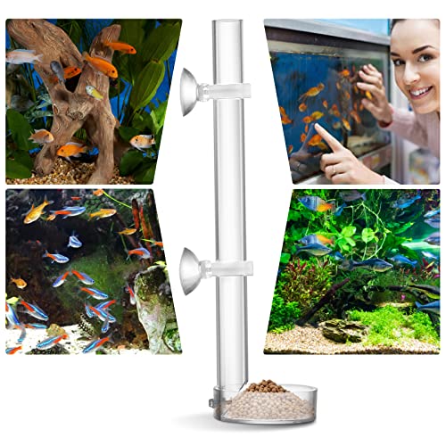 TIESOME Acrylic Fish Shrimp Feeder, Transparent Durable Aquarium Fish Shrimp Feeder, Assembled Feeding Tube Feeding Dish Tray Set for Fish Tank Aquarium Shrimp (25cm)