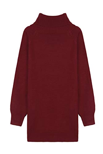 Pink Queen Women Oversize Turtleneck Santa Snowman Christmas Pullover Sweater Dress L Wine Red