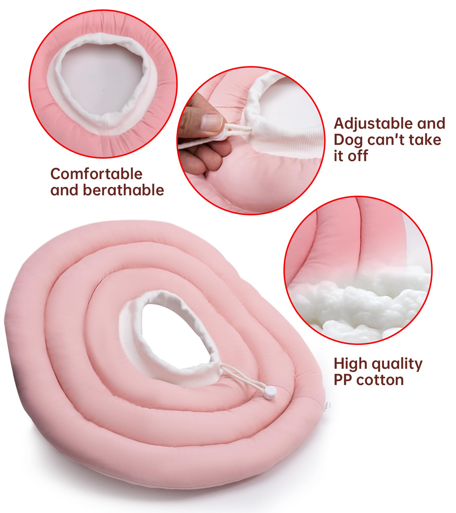 Soft Dog Cones, Recovery Dog Donut Collar After Surgery-Cone of Shame Alternative, Pet Elizabethan E-Collar Anti-Bite Lick Wound Healing Adjustable for Small Large Medium Dogs-BARDIMIES