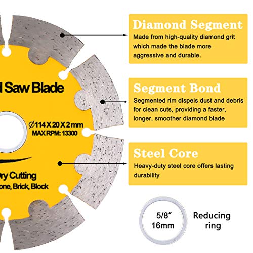 NYTiger 3 Pack 4-1/2 inch Diamond Saw Blades 4.5" Angle Grinder Disc Wet Dry Segmented Cutting Wheel with 4/5-5/8 inch Arbor for Concrete Stone Brick Block Masonry