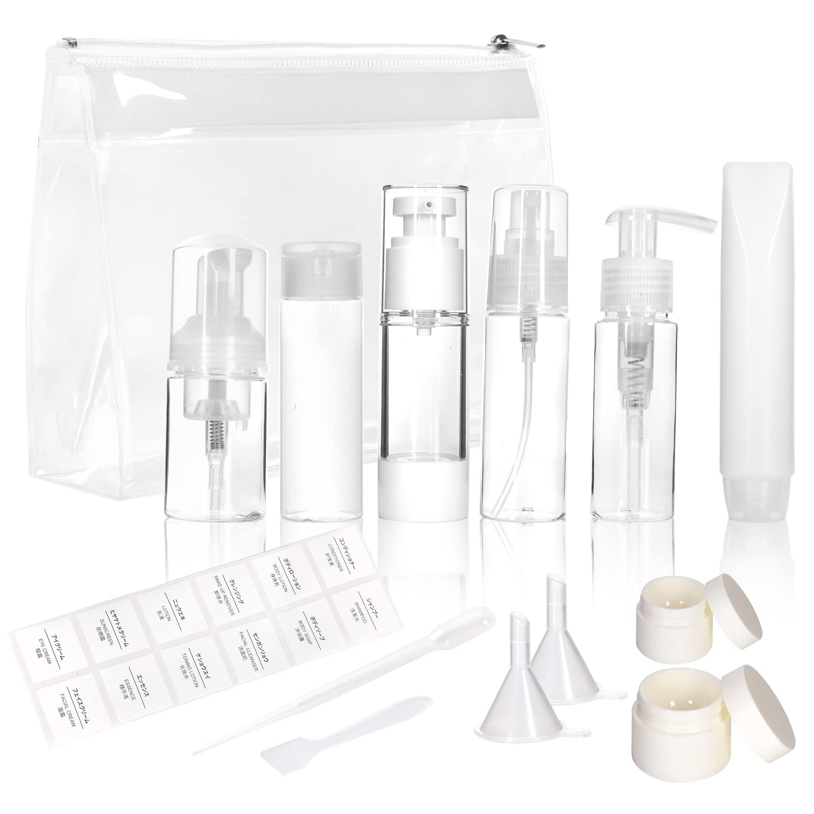 LuHaKiDu TSA Approved Travel Size Bottles Kits Foam Bottle Refillable Airless Pump Bottles Can be Filled With Liquid (pack of 13)