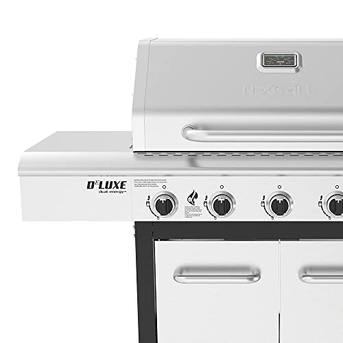 Nexgrill Deluxe 5-Burner Propane Barbecue Gas Grill with Side Table and Ceramic Searing Side Burner, 771 sq. in., 75000 BTUs, Black, Outdoor Cooking, Patio, Barbecue Grill, 720-1046A