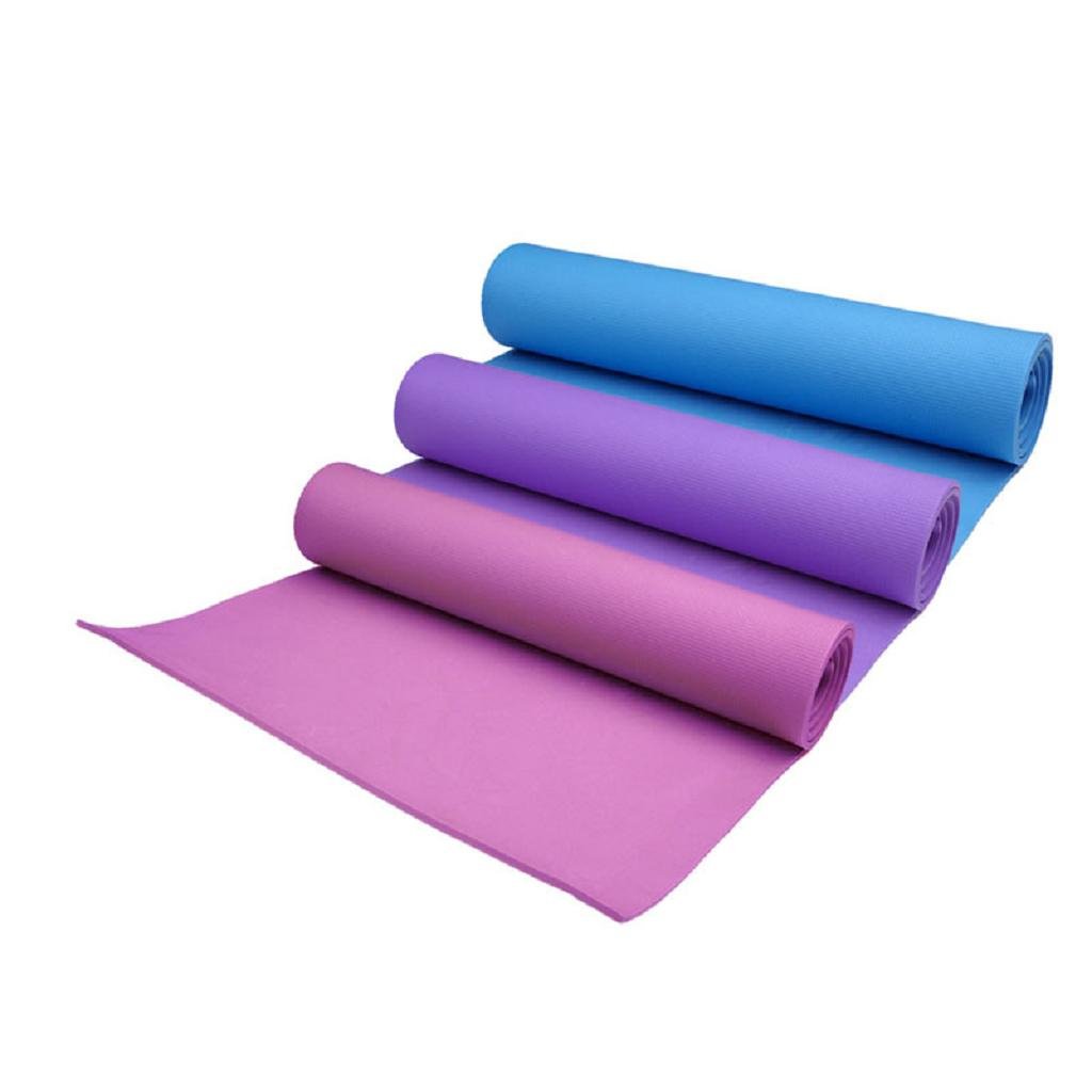 Forgun Durable 4mm Thickness Yoga Mat Non-Slip Exercise Pad Health Lose Weight Fitness (Blue)