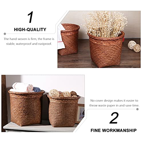 SAFIGLE s Small Trash Can Wastebasket Trash Container Woven Waste Basket Trash Bin for Home, Office, Bathroom, Kitchen, Dorms, Under Desk, 26/28/33CM Tiny Trash Can Desk Accessories