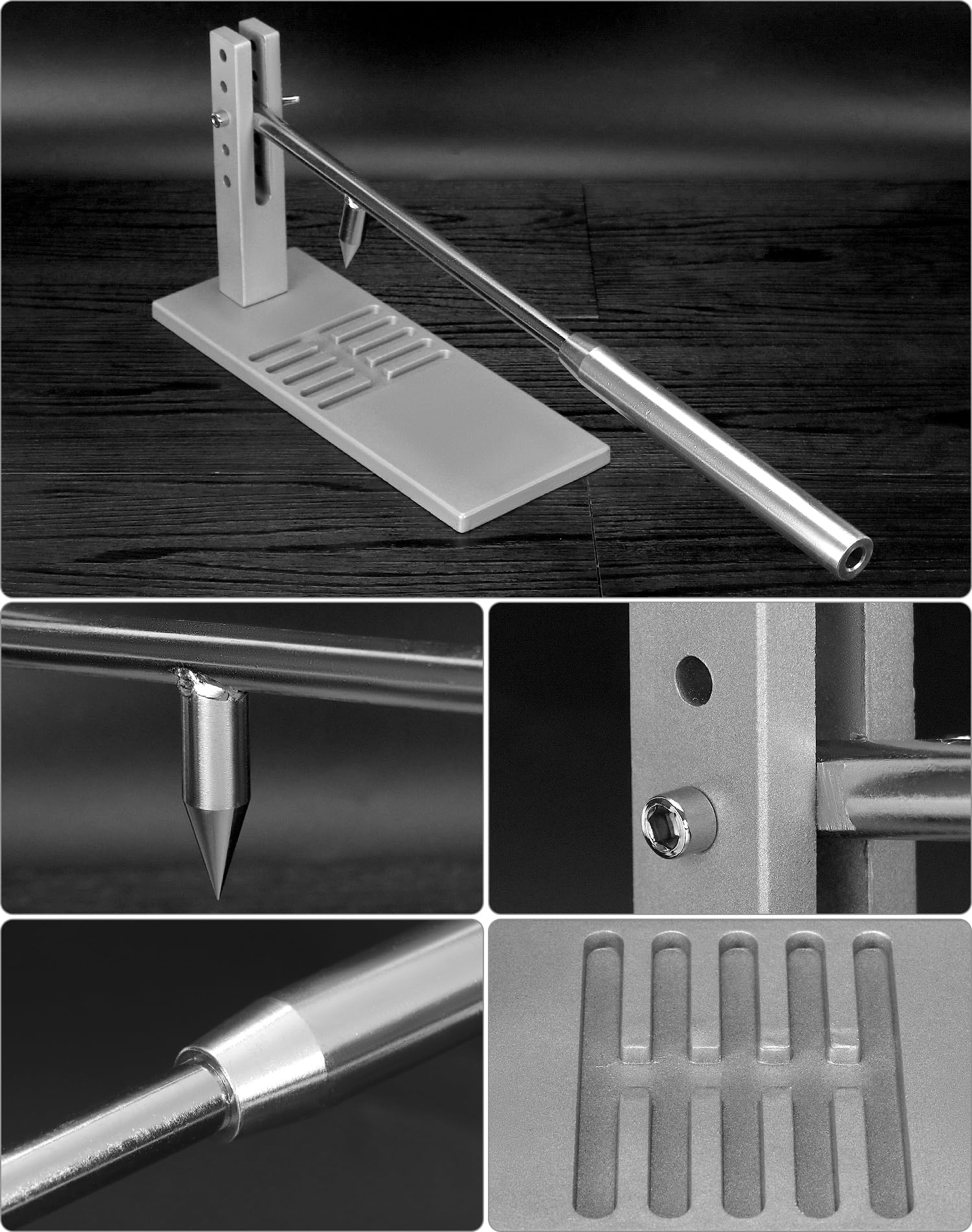 QWORK Oyster Shucker Machine Set - Oyster Shucker Tool, Adjustable Stainless Steel Oyster Opener Tool with Aluminum Alloy Base, Suction Cups, G-Clip, Knives, and Cut-Resistant Gloves