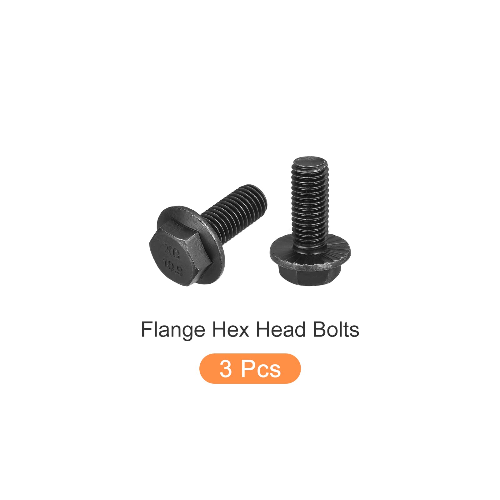 METALLIXITY Flanged Hex Head Bolts (M12x30mm) 6pcs, Hexagon Serrated Flange Bolt Fully Thread Screw - for House Construction Hardware Fasteners