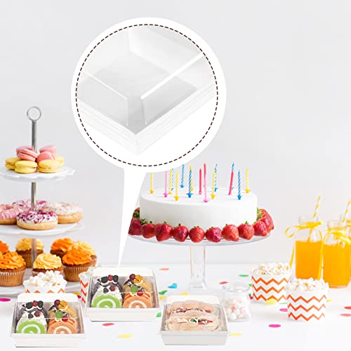 Pintuson 50 Pack Paper Charcuterie Boxes with Clear Lids 4.7 inch - Disposable Sandwich Box with Clear Lid - Individual Mini Charcuterie Boxes, White