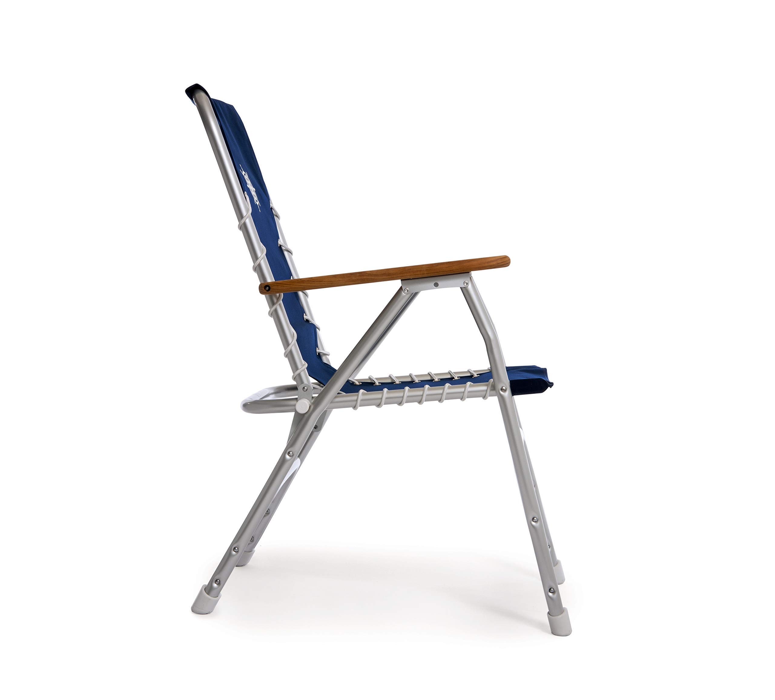 FORMA MARINE Boat Chairs High Back Black Deck Folding Marine Aluminum Teak Furniture Set of 2 M150BL