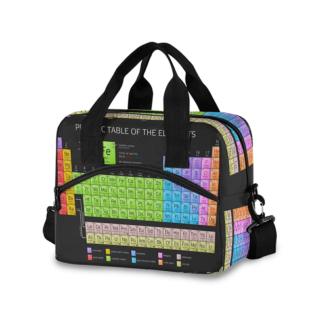 Lunch Bag Box Periodic Table Of The Elements Science Insulated Cooler Lunch Tote Bag Container Snacks Organizer for Women Men Adult Office Work Picnic Hiking