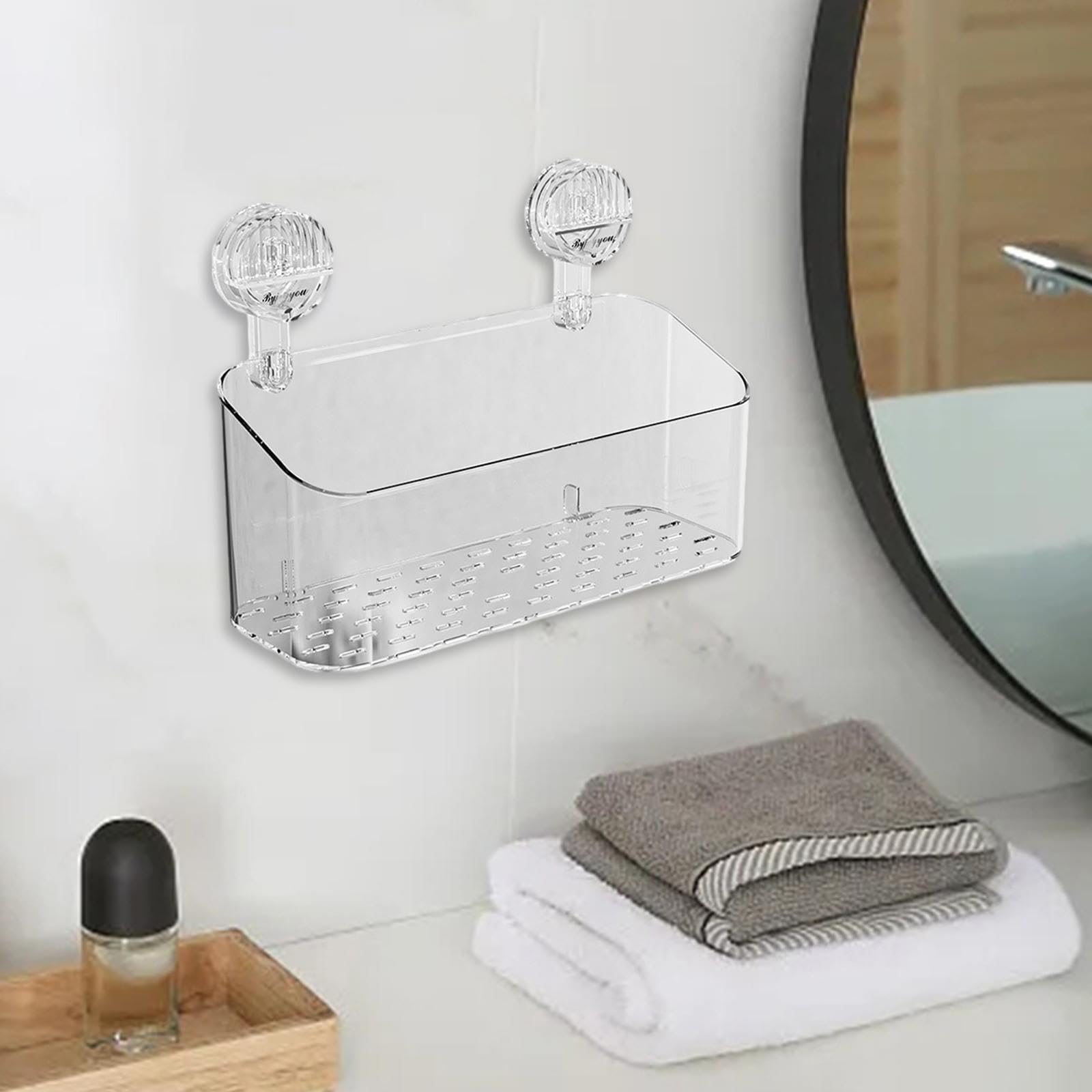 Sleek Shelf for Bathroom Organization, Clear, S