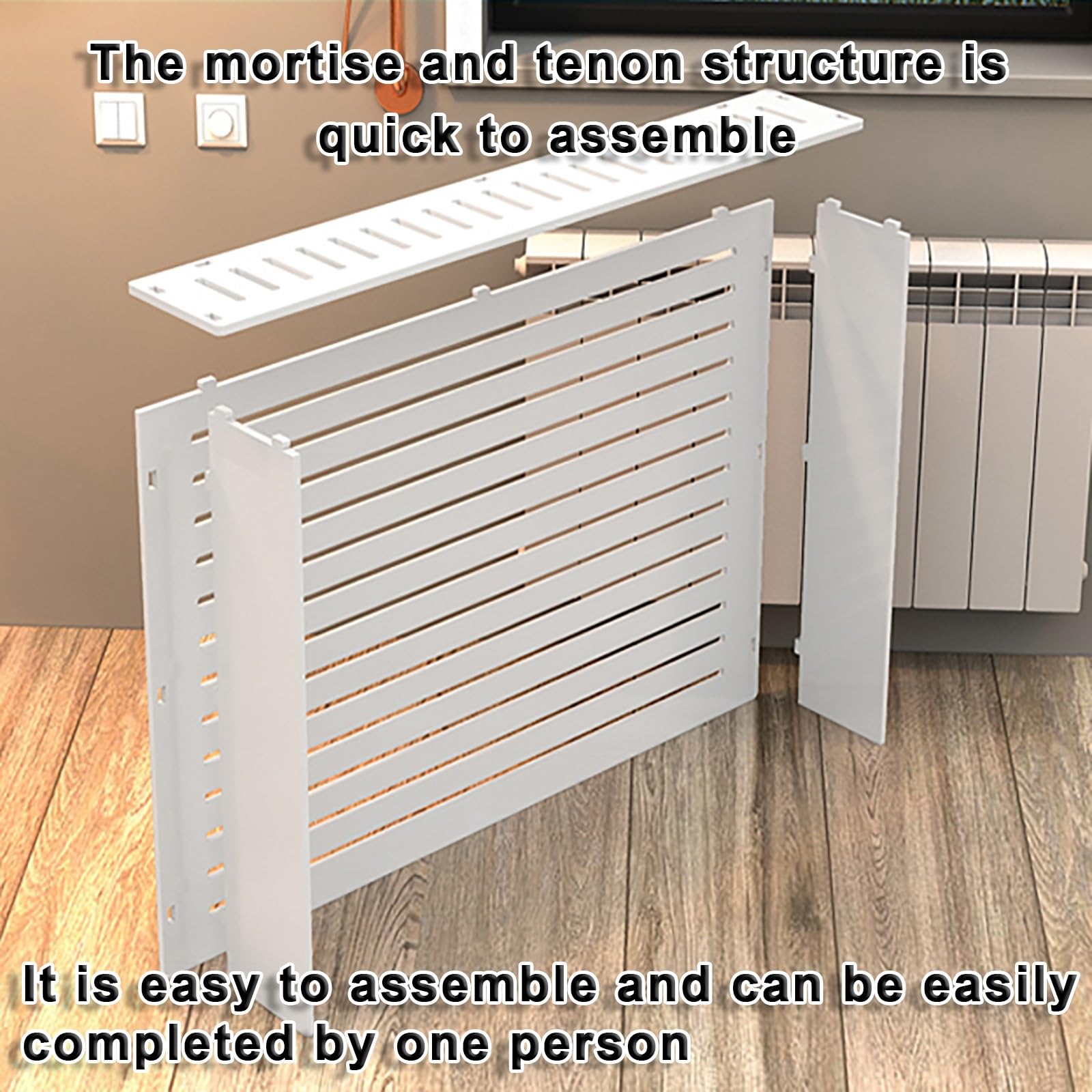 Radiator cover,White Modern Radiator Cover,Heating Cabinet Storage Shelf,MDF radiator covers,Easy to install, good air permeability, strong load-bearing capacity, covers pipes,for living room, bedroom
