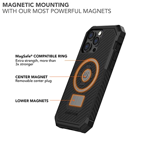 Rokform - iPhone 14 Pro Max Rugged Case + Motorcycle Handlebar Phone Mount (Black)