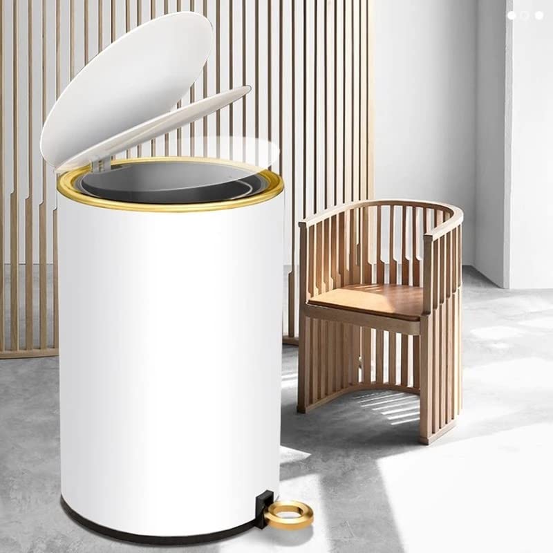 MFCHY Trash Can Stainless Steel Press Bathroom Trash Can Kitchen Garbage Container Household Products