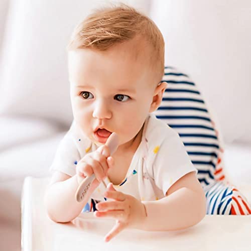 PandaEar 3 Pack Baby Led Weaning Spoons| Silicone Baby Spoons Self Feeding Utensils, Toddler Infant Feeding Spoon First Stage