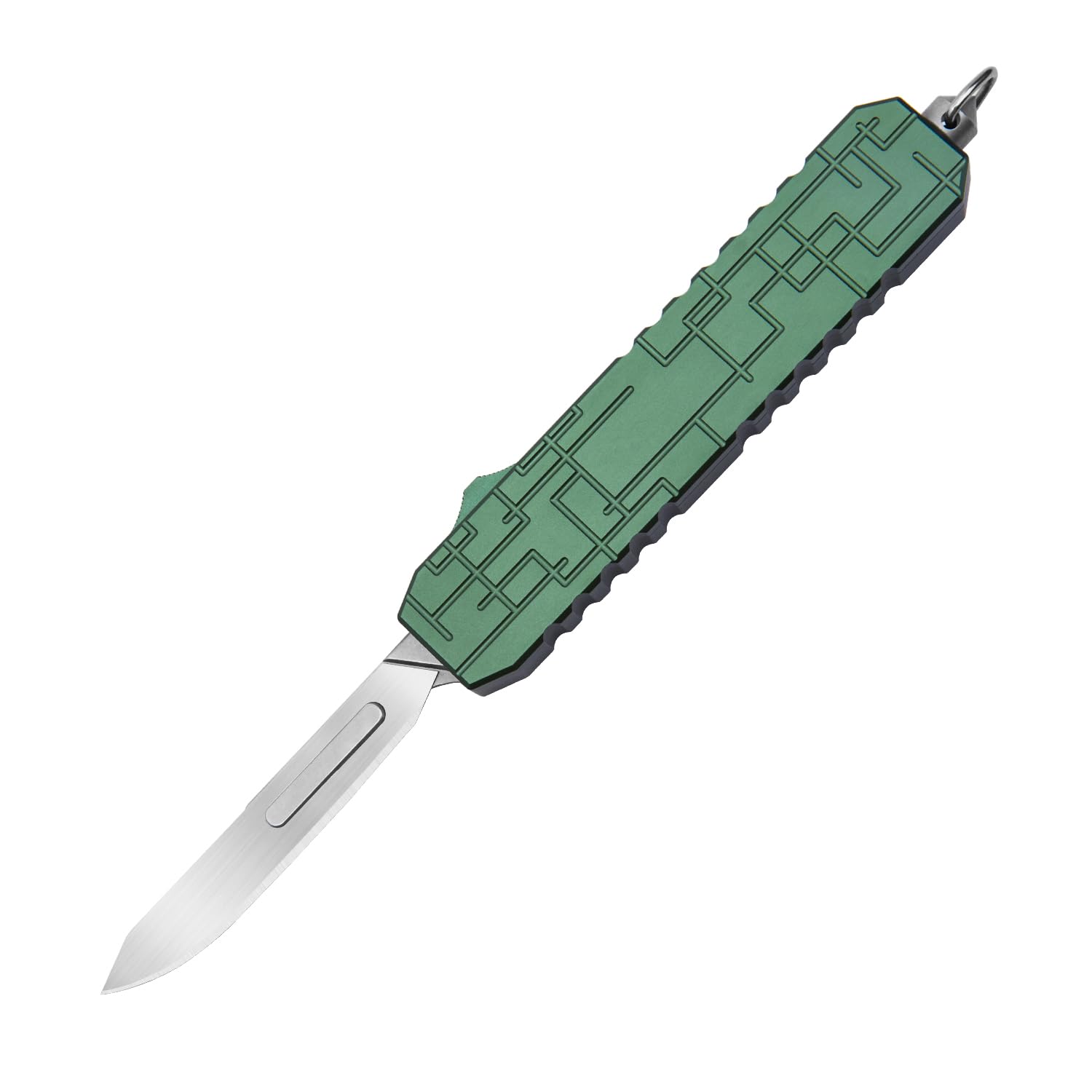 TGZUO Aluminium Alloy Scalpel Pocket Knife with Clip Small EDC Telescopic Retractable Box Cutter Precision Craft Utility Knife 5pcs #60 5pcs #24 Carbon Steel Blades (Green)