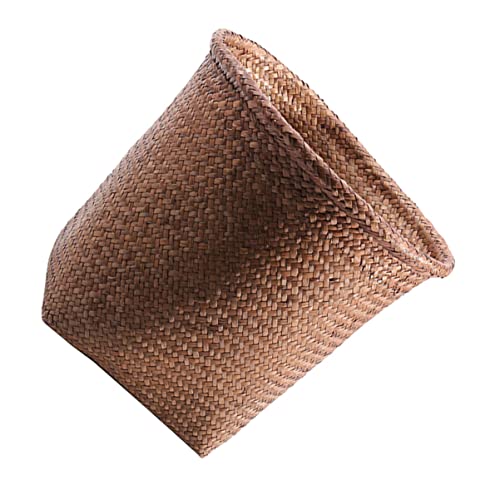 STOBOK 1pc Coffee Bathrooms Craft Steel or Garages Woven Xxcm Room Storages Garbage Holder Choice Human Basket Container Natural Pencil Bin Grass Paper Waste Fruit Lids Pot Decorative