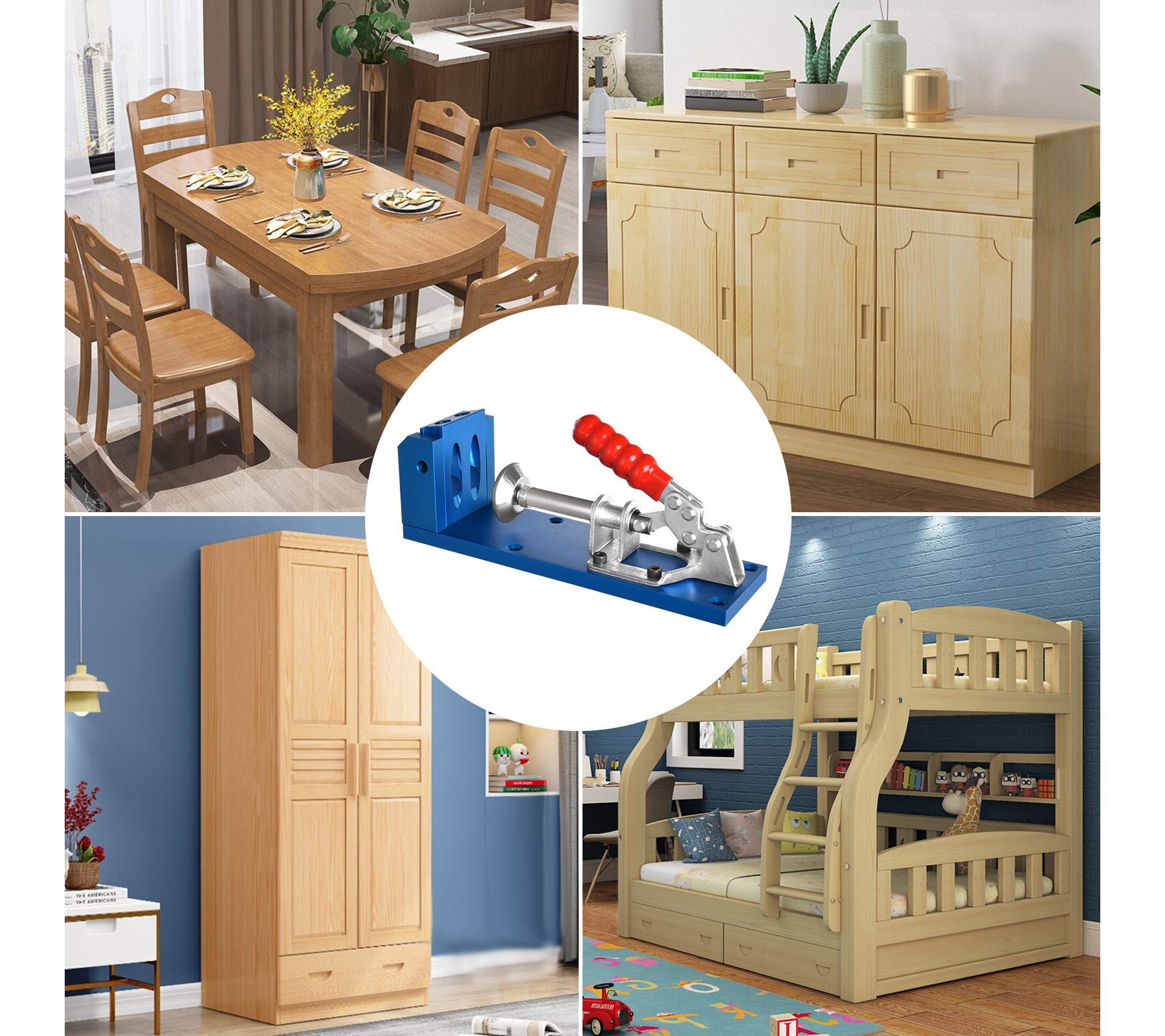 Pocket Hole Jig Kit Dowel Drill Joinery Screw Kit All-In-One Aluminum System Set Jig Wood Woodwork Guides Joint Angle Tool Carpentry Locator