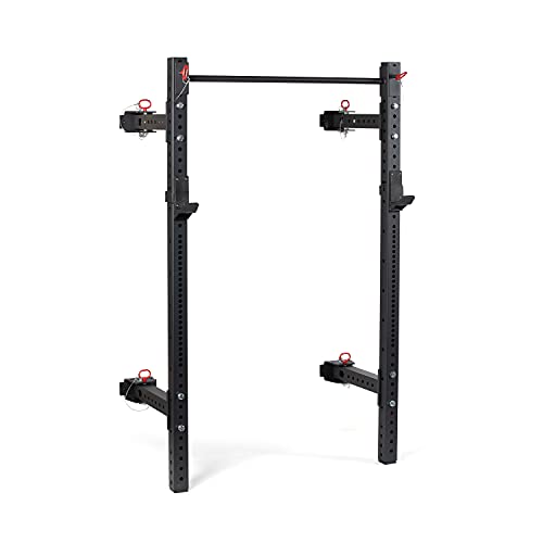 Titan Fitness X-3 Series 80-inch Wall Mounted Folding Power Rack, Space Savings Rack, Folds up to 5-inches from the Wall