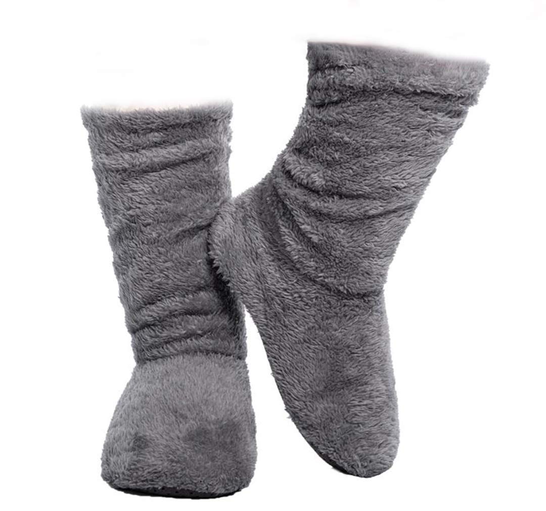 FRALOSHA Women's Slipper Sock Coral velvet indoor Spring-autumn Super Soft Warm Cozy Fuzzy lined booties slippers (25cm) Grey