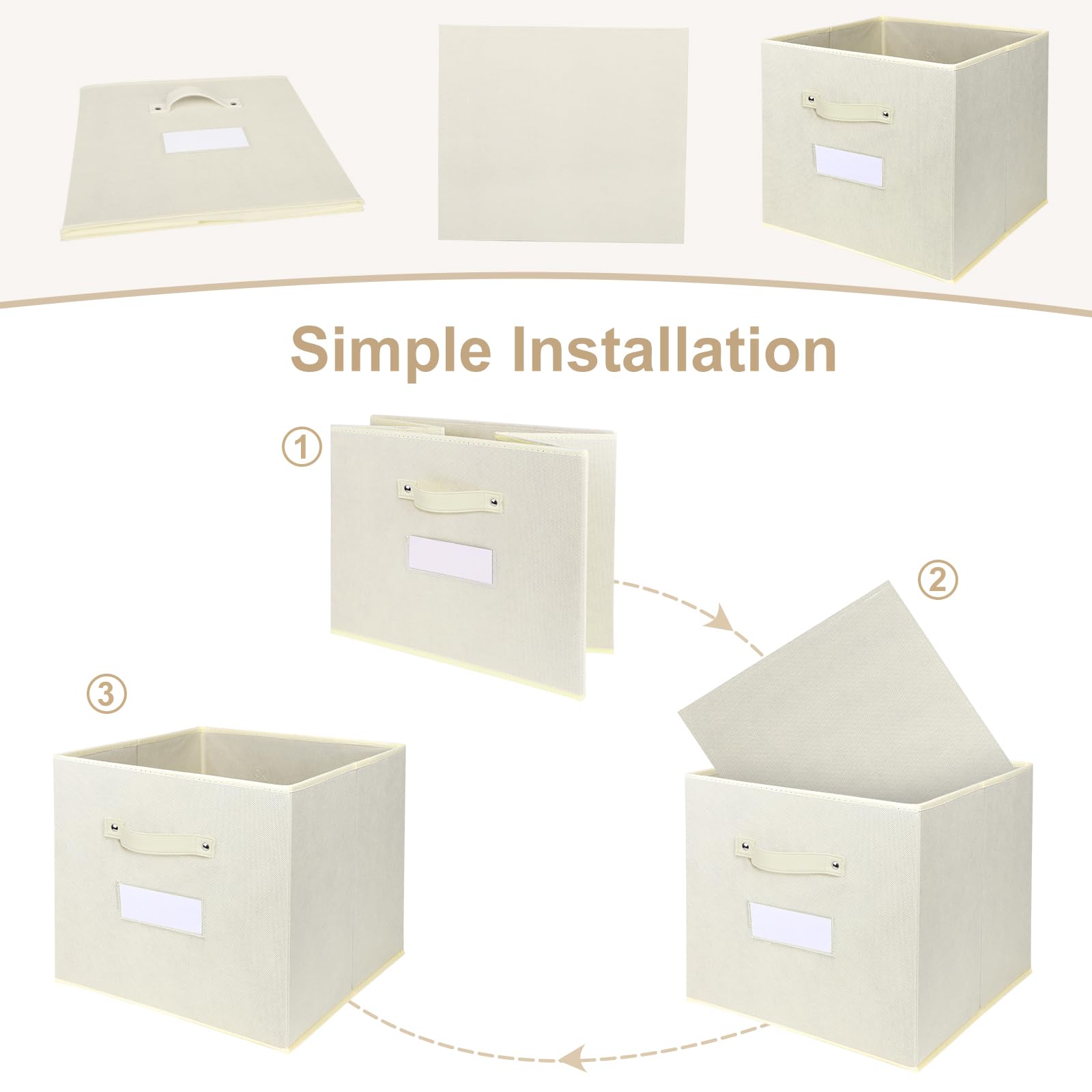 SimpliBins 15x13x13 Fabric Storage Bins, 4 Pack Foldable Cube Storage Organizer with PU Handles, Collapsible Storage Bins Storage Baskets for Home Shelves Closet Storage (Black)