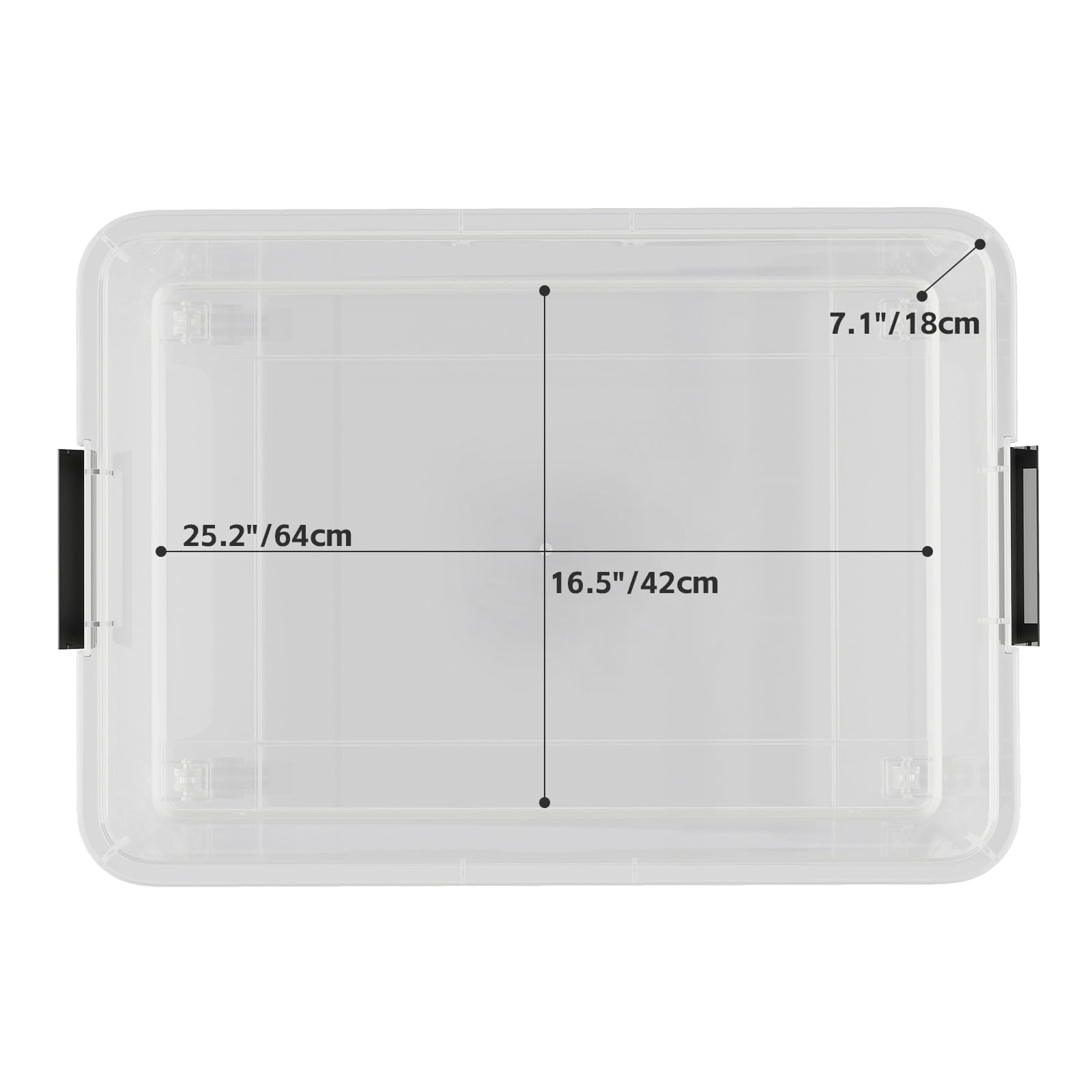 Ponpong 52 Quart Large Plastic Underbed Latching Storage Box, Clear Wheeled Under Bed Storage Bins, 3 Packs