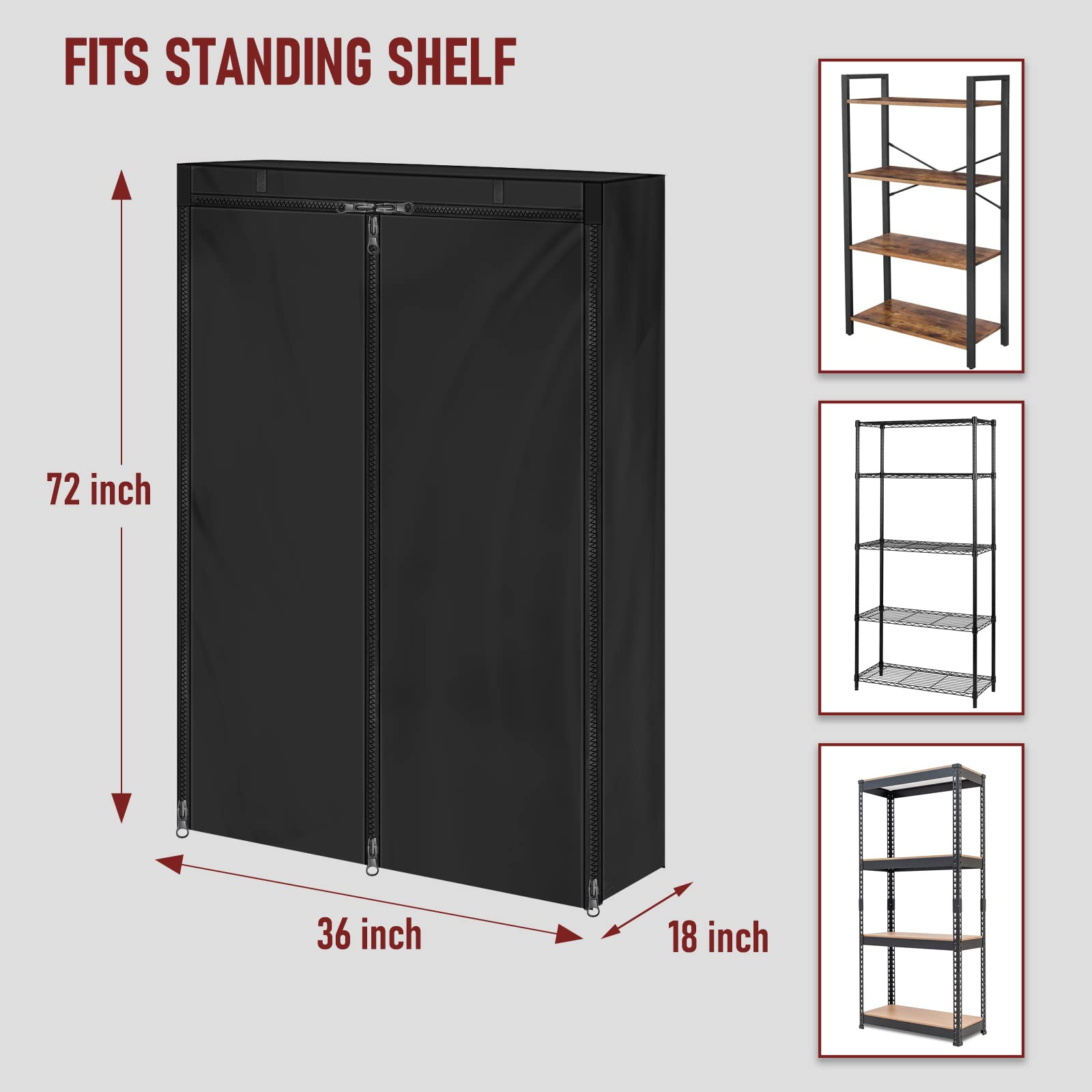 Vainlley Storage Shelving Unit Cover Waterproof Shelf Cart Cover Protective Outdoor Indoor Storage Rack Dust Cover 36 x 18 x 72 in