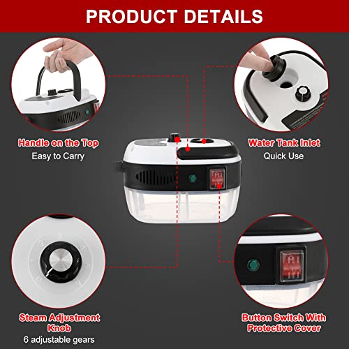Pressure Steam Cleaner, 2500W Handheld High Temp Portable Steamer Cleaning Machine with 3 Brush Heads, for Home Use Grout Tile Car Detailing Kitchen Bathroom
