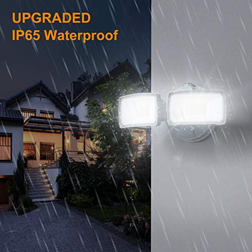 LEPOWER 3000LM Dusk to Dawn LED Security Light, 28W Flood Lights Outdoor with Photocell, 5500K White Light, IP65 Waterproof, 2 Adjustable Heads Exterior Outdoor Security Light for Garage, Backyard
