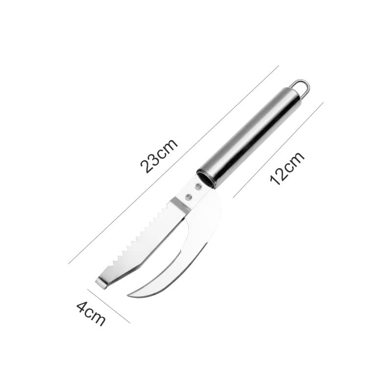 Noslepum Fish Scale Knife Cut / Scrape / Dig 3 In 1, Multifunctional Stainless Steel Fish Belly Knife, Scraper Serrated Skinner Scrape Bone Slicing Tools Kitchen Accessories (YLD-1PC)