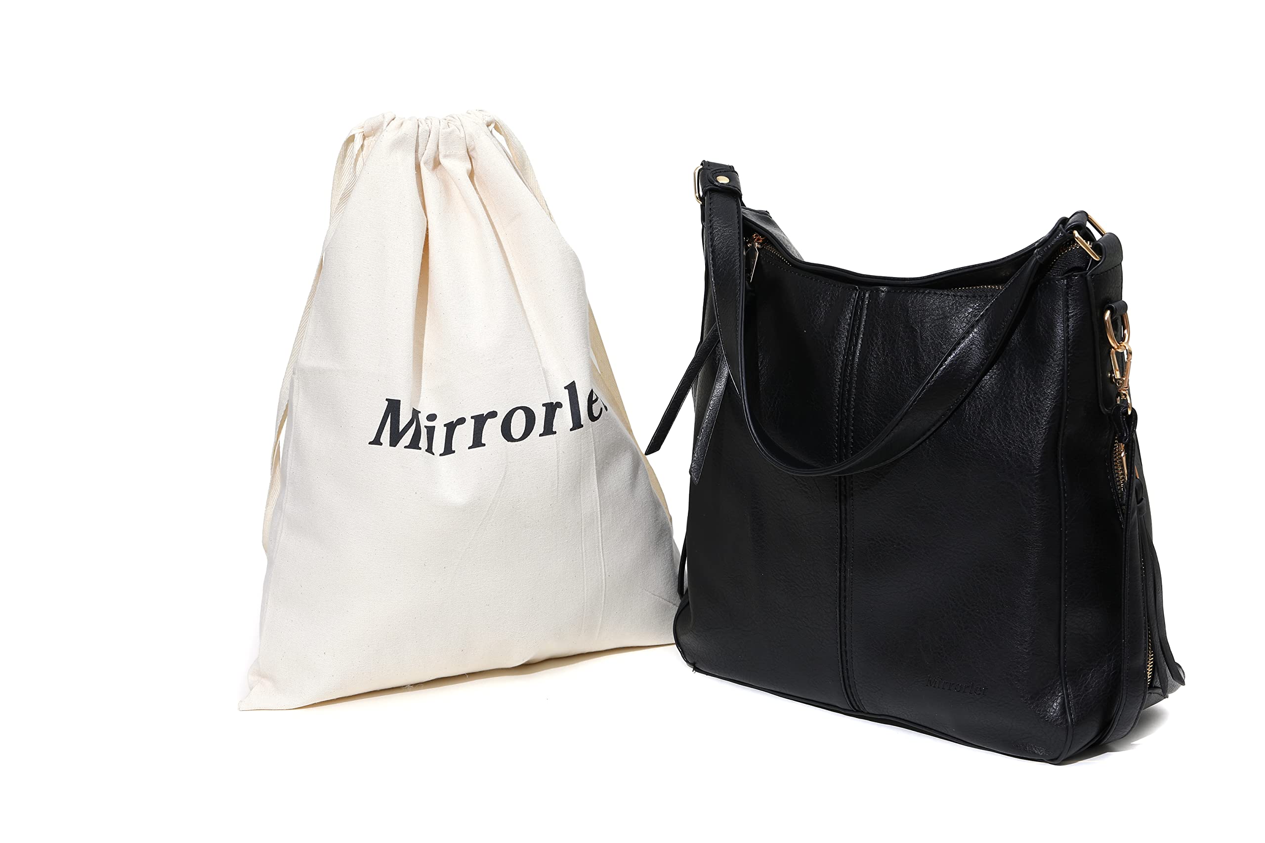 MIRRORLET Women’s Long Handle Bag (BROWN RUSSET) with three ZIPPERED POCKETS. Big shoulder bag for working and informal activities. (Environmentally friendly, non-leather from animals’ skin).