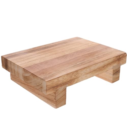 PRETYZOOM Wooden Step Stool for Kids One Step Stool Toddler Step Stool, High Riser Step Stool for Kitchen Bathroom Bedside (23.6" L*15.7" W*3.9" H)