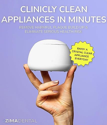 Zima Dental Arctic White Dental Pod | Cleaner for Dentures, Aligner, Retainer, Mouth Guard | Ultrasonic Cleaning Machine for All Dental Appliances
