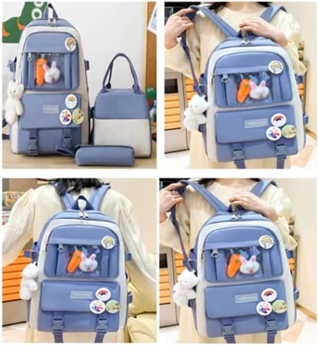 TOAOSET Kawaii Backpack Set Kawaii Pendant Pin and Accessories, 3pcs Set Teens Youth Girl Cartoon Aesthetic Cute Backpack (Cartoon backpack,one size)