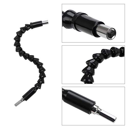 OCGIG 3 Pcs 105 Degree Right Angle Drill Attachment Hex Shank Screwdriver Angled Bit Holder Power Drill Tool and Flexible Angle Extension Soft Shaft Bit Kit for Drill or Driver 1/4" Socket Adapter