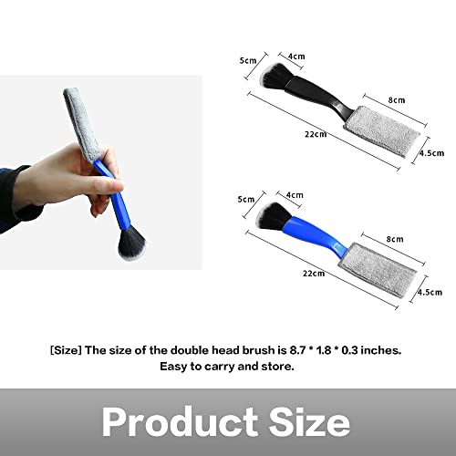 Rsept Soft Car Detailing Brush,Double Head Brush for Car Clean,Car Detailing Brushes Exterior,Double Ended Portable Cleaning Brush Mini Hand Held Magic Brush Duster for House, Car, Office (Black)
