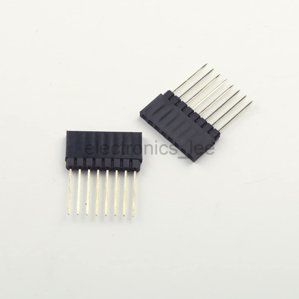 NTTHAM 10pcs 2.54mm 4/6/8/10 Pin Stackable 14mm Long Legs Female Header for Arduino Shield (Pins: 4P)