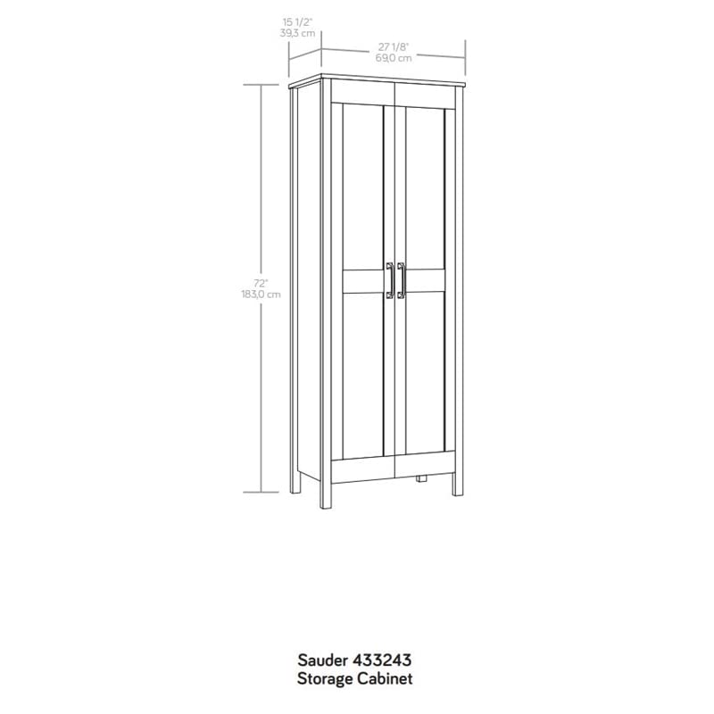 Sauder Engineered Wood 2-Door Storage Cabinet in Raven Oak Finish