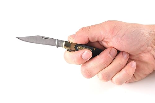 Old Timer 34OT Middleman 5.7in S.S. Traditional Folding Knife with 2.4in Clip Point Blade and Sawcut Handle for Outdoor, Hunting, Camping and EDC,Brown