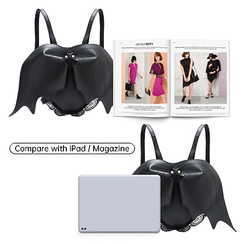 Ovida Bat Backpack Halloween Gothic Backpack Cute Heart Wings Mini Backpack Purse Casual Daypack Lace Shoulder Bag Lolita Bag
