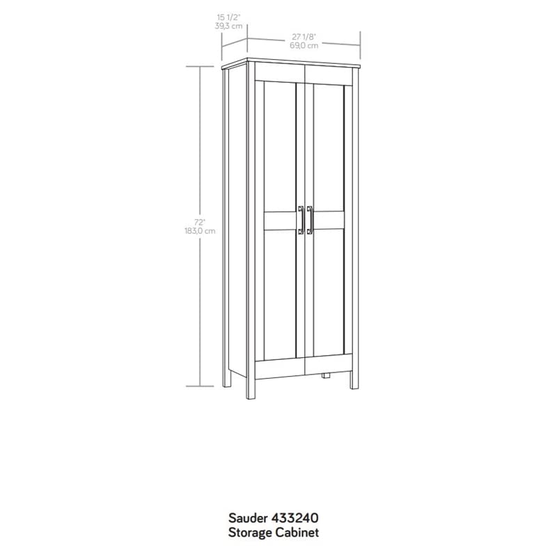 Sauder Engineered Wood 2-Door Storage Cabinet in Chalk Oak Finish