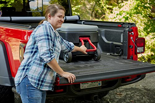 Rubbermaid ActionPacker 35 Gal Wheeled Lockable Storage Bin with Lid, Heavy-Duty Water Repellent Industrial Container with Built-In Durable Wheels, Great Tool Organizer, Truck Bed Storage, and More